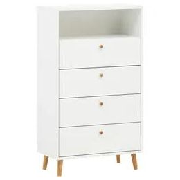 Kommode Schildmeyer "Bjarne, Breite 60 cm", wei&szlig; (mattwei&szlig;), B:60,2cm H:104,4cm T:33cm, FSC-zertifizierter Holzwerkstoff, Sideboards, Kommode, 4 Schubladen, Griffe und M&ouml;belf&uuml;&szlig;e aus Massivholz