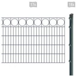 Doppelstabmattenzaun Arvotec "EXCLUSIVE 100 zum Einbetonieren "Ring" mit Zierleiste", grau (anthrazit), H:100cm, Kunststoff, Stahl, Zaunelemente, Zaunh&ouml;he 100 cm, Zaunl&auml;nge 2 - 60 m