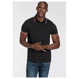 Poloshirt Bruno Banani, Herren, Gr. 4XL (67/68), schwarz, Piqu&eacute;, Obermaterial: 95% Baumwolle, 5% Elasthan, unifarben, schmal, B&uuml;ndchen, Shirts, Kurzarm, schmal geschnitten, Colourblocking-Optik