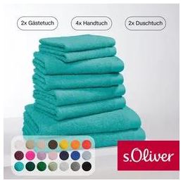 Handtuch Set s.Oliver "s.Oliver, Premium Qualit&auml;t, 600 gr/m2", blau (t&uuml;rkis), 8 Stk., Walkfrottier, Walkfrottier, Obermaterial: 100% Baumwolle, Handtuch-Sets, 2 G&auml;stet&uuml;cher 30x50, 4 Handt&uuml;cher 50x100, 2 Duscht&uuml;cher 70x140