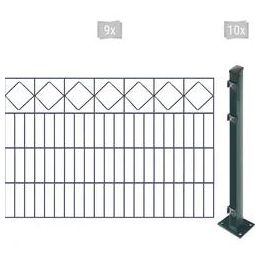 Doppelstabmattenzaun Arvotec "EASY 80 zum Aufschrauben "Karo" mit Zierleiste", grau (anthrazit), H:80cm, Kunststoff, Stahl, Zaunelemente, Zaunh&ouml;he 80 cm, Zaunl&auml;nge 2 - 60 m