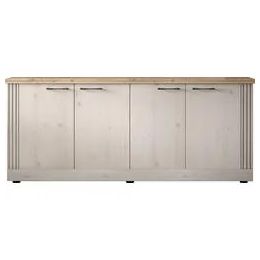 Sideboard OTTO HOME "Country Breite 211 cm, Kommode mit 4 T&uuml;ren, Anrichte im", beige (eiche meringa nb, eiche cadiz nb), B:211cm H:88cm T:44cm, Sideboards, Sideboard, Landhausstil, viel Stauraum, mit Metallgriffe, MDF Rahmen