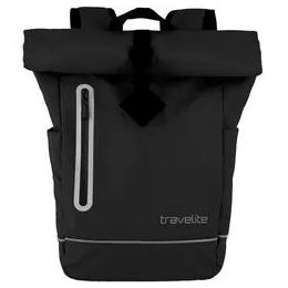 Freizeitrucksack Travelite "BASICS Roll-Up Rucksack aus Plane", Gr. B/H/T: 26cm x 60cm x 15cm, schwarz, Polyester, unifarben, Rucks&auml;cke Freizeitrucksack, mit variablem Roll-Up-Verschluss
