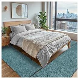 Hochflor-Teppich OTTO HOME "Banji", blau (hellblau), B:80cm H:37mm L:250cm, Polypropylen (PP), Teppiche, Uni Farben, weich und flauschig, auch als L&auml;ufer & in rund erh&auml;ltlich
