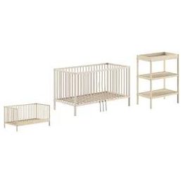 Babym&ouml;bel-Set Vipack "Dino ist das ideale Start Set f&uuml;r Ihr Kind aus massiver Buche", beige (natur), ohne Matratze, B/H: 70cm x 140cm, Schlafzimmerm&ouml;bel-Sets, Baby-/Juniorbett u. Wickelregal inkl. wahlweise in 3 Farben erh&auml;ltlich