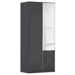 Dreht&uuml;renschrank OTTO HOME "Kleiderschrank Schrank Garderobe AGORDO mit Dekor- oder Hochglanzfront", grau (graumetallic), B:91cm H:210cm T:54cm, Holzwerkstoff, Schr&auml;nke, Dreht&uuml;renschrank, mit Au&szlig;enschubk&auml;sten, in 7 Breiten und 2 H&ouml;hen MADE IN GERMANY