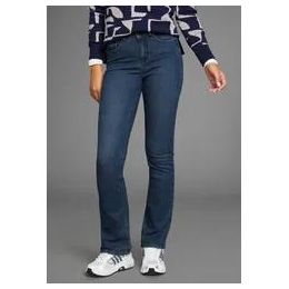 Bootcut-Jeans Arizona "Ultra Soft", Damen, Gr. 48, N-Gr, blau (dk blau used), Denim/Jeans, Obermaterial: 61% Baumwolle, 25% Polyester, 11% Viskose, 3% Elasthan, Basic, bootcut fit lang, Jeans, elastische Passform, ausgestellte Beinform, hohe Leibh&ouml;he, Topseller