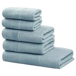 Handtuch Set OTTO HOME "Kimi, Duschtuch, Handt&uuml;cher und G&auml;stet&uuml;cher", blau (hellblau), 5, Walkfrottee, Walkfrottee, Obermaterial: 100% Baumwolle, Handtuch-Sets, 100% Baumwolle, einfarbig, weich, mit Bord&uuml;re, besondere Struktur