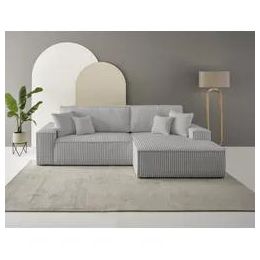 Ecksofa OTTO HOME "FINNLEY, L-Form 257 cm, Schlafsofa", grau, B:267cm H:85cm T:167cm, Bezugstoff 100% PES ;Gramatur 400g/qm +/- 5%, Sofas, Ecksofa, mit Bettkasten, in Boucl&eacute;, Struktur fein und Mega Cord