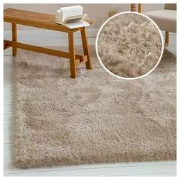 Hochflor-Teppich OTTO HOME "Josetta, auch als L&auml;ufer erh&auml;ltlich", braun, B:133cm H:50mm L:200cm, Polyester, Teppiche, Langflor, Shaggy, dichter weicher Hochflor, uni farben, Wohnzimmer