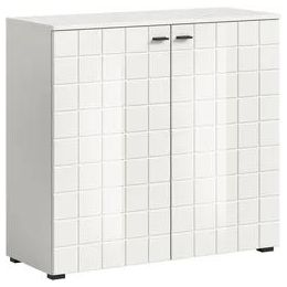 Kommode Home Affaire "Gora, Breite 92 cm, gefr&auml;ste Front in Waffeloptik hochglanz", wei&szlig; (wei&szlig;, wei&szlig; hochglanz), B:92cm T:37cm, Sideboards, Kommode, Sideboard, Schrank, Anrichte