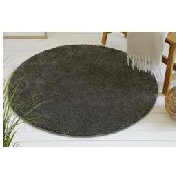 Hochflor-Teppich OTTO HOME "Yvaine, auch als L&auml;ufer erh&auml;ltlich", grau, H:25mm &Oslash;:120cm, Polyester, Teppiche, Langflor, Shaggy, dichter weicher Hochflor, meliert, Wohnzimmer