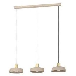 Eglo H&auml;ngeleuchte "VALDIOLA Pendellampe, Stahl, IP20, E27, Esszimmerlampe, Esstischlampe", beige (sandfarben, messing, geb&uuml;rstet), 3, H: 110cm, 1 Stk., Leuchten, Esszimmerlampe aus Metall in Sandfarben und Messing-Geb&uuml;rstet, E27, H&auml;ngeleuchte