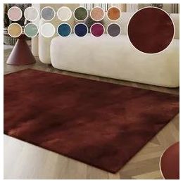 Hochflor-Teppich Esprit "Alice ESP-4377, Kunstfell", rot (bordeaux), B:200cm H:25mm L:200cm, Kunstfaser, Teppiche, Kaninchenfell-Haptik, besonders weich und dicht, f&uuml;r alle R&auml;ume