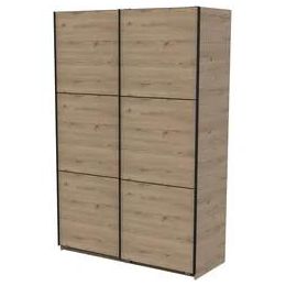 Schiebet&uuml;renschrank Demeyere GROUP "Alhambra", schwarz (eiche royal, schwarz), B:148cm H:223,7cm T:60cm, Holzwerkstoff, Schr&auml;nke, Schiebet&uuml;renschrank, viel Stauraum, 2 Kleiderstangen aus Stahl, viele Ablagefl&auml;chen