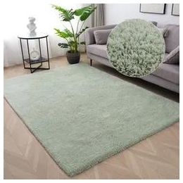 Hochflor-Teppich OTTO HOME "Microfaser Teppich Magong, besonders weich, sehr feiner Flor" Gr. 7, gr&uuml;n (mint), B:240cm H:30mm L:320cm, Kunstfaser, Teppiche, uni, Wohnzimmer, Schlafzimmer, Kinderzimmer, auch rund und als L&auml;ufer