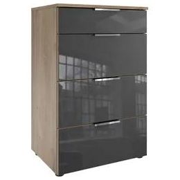 Schubkastenkommode wimex "Level36 C by fresh to go", grau (plankeneiche nachbildung, glas grau), B:54cm H:84cm T:41cm, Holzwerkstoff, Sideboards, mit Glaselementen auf der Front, soft-close Funktion, 54cm breit