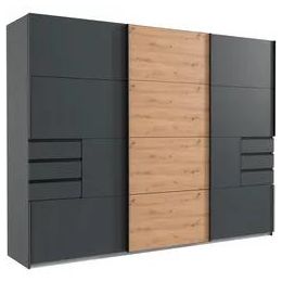 Schwebet&uuml;renschrank wimex "Saigon, mit kompletter Innenausstattung, Made in Germany", grau (graphit, durchg&auml;ngige t&uuml;r artisan eiche nachbildung), B:270cm H:208cm T:64cm, Holzwerkstoff, Schr&auml;nke, Schwebet&uuml;renschrank, Kleiderschrank 3-t&uuml;rig, 270cm breit, mit 6 praktischen Au&szlig;enschubladen