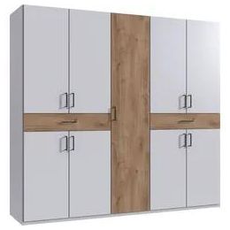 Dreht&uuml;renschrank wimex "Tibet Kleiderschrank mit sehr viel Stauraum, gro&szlig;e Farbauswahl", wei&szlig; (wei&szlig;, absetzung plankeneiche nachbildung), B:225cm H:208cm T:58cm, Holzwerkstoff, Schr&auml;nke, Dreht&uuml;renschrank, mit jeweils 2 Schubladen auf bequemer Zugriffsh&ouml;he, in 3 Breiten