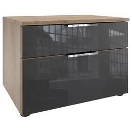 Nachtkommode wimex "Level36 C by fresh to go", grau (plankeneiche nachbildung, glas grau), B:54cm H:39cm T:41cm, Holzwerkstoff, Sideboards, mit Glaselementen auf der Front, soft-close Funktion, 54cm breit