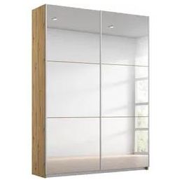 Schwebet&uuml;renschrank Rauch "Kleiderschrank Schrank Garderobe REFLECT", braun (eiche artisan), B:131cm H:191cm T:59cm, Holzwerkstoff, Schr&auml;nke, Schwebet&uuml;renschrank, inkl. praktischer Innenausstattung mit 2 Stoffboxen MADE IN GERMANY