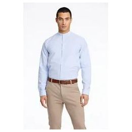 Langarmhemd LINDBERGH, Herren, Gr. S, N-Gr, blau (lt blau mix), Stoff, Obermaterial: 97% Baumwolle, 3% Elasthan, slim fit normal, Rundhals, mit Kn&ouml;pfen 2-Knopf-Manschette mit Kn&ouml;pfen, Hemden, mit Stehkagen
