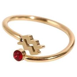 Fingerring Firetti "Schmuck Geschenk Damenring Sternzeichen", bunt (gelbgoldfarben, dunkelrot), Fingerringe, Damen, 5 g, Wassermann, Edelstahl, 1,2mm, Fingerring, Made in Germany - mit Zirkonia (synth.)