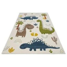 Kinderteppich Smart Kids "Dino & Friends", bunt (creme,wei&szlig;,bunt), B:200cm H:10mm L:300cm, Polypropylen, Teppiche, Kinderteppich, Moderner Spielteppich, strapazierf&auml;hig, pflegeleicht, Konturenschnitt