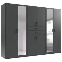 Dreht&uuml;renschrank wimex "Dillingen", grau (graphit), B:270cm H:208cm T:58cm, Holzwerkstoff, Schr&auml;nke, Dreht&uuml;renschrank, Schubladen auf bequemer Zugriffsh&ouml;he, mit Spiegel