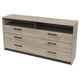 Kommode Demeyere GROUP "Meubles Watson", braun (kronberg eich, waterford), B:162,7cm H:81,1cm T:39,5cm, Holzwerkstoff, Sideboards, Kommode, Kommode 6 Schubladen 2 Ablagen
