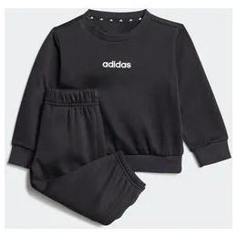 Trainingsanzug Adidas SPORTSWEAR "I LIN FL JOG", M&auml;dchen, Gr. 80, schwarz-wei&szlig; (schwarz, wei&szlig;), Obermaterial: 70% Baumwolle, 30% Polyester, Sportanz&uuml;ge Trainingsanzug