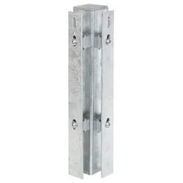 GAH Alberts Eckpfosten ALBERTS, grau (feuerverzinkt), B:6cm H:225cm T:4cm, Stahl, Zaunpfosten, 60x60 mm f&uuml;r Doppelstabmattenzaun, 225 cm, mit Flacheisen