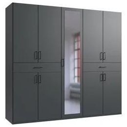 Dreht&uuml;renschrank wimex "Tibet", grau (graphit), B:225cm H:208cm T:58cm, Holzwerkstoff, Schr&auml;nke, Dreht&uuml;renschrank, mit Schubk&auml;sten auf bequemer Zugriffsh&ouml;he