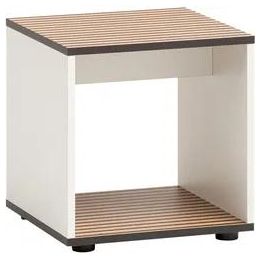 Schildmeyer Sitzw&uuml;rfel WELLTIME "Katta, Breite 40 cm", wei&szlig; (mattwei&szlig;, akustikprint), B:40cm H:42cm T:40cm, Hocker, Staufach im Korpus, Sitzfl&auml;che im Akustikprint