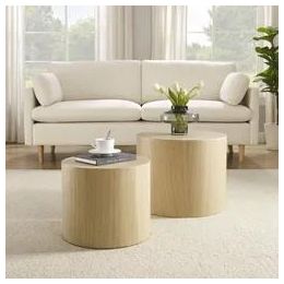 Couchtisch Salesfever "Coffeetable im 2er-Set: Stilvoller Mittelpunkt", beige (natur, natur), B:48cm H:38cm T:48cm, MDF mit Eichenholzfurnier, Tische, Couchtisch, mit Holzfurnier