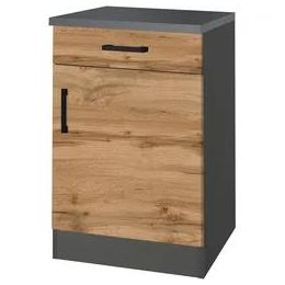 Unterschrank KOCHSTATION "KS-Toronto, Breite 50 cm", grau (wotaneiche, grafitgrau), B:50cm H:85cm T:60cm, Holzwerkstoff, Schr&auml;nke, Unterschrank