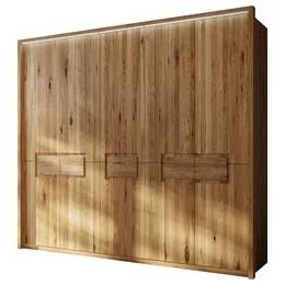 Kleiderschrank Home Affaire "Ambroise, aus Wildeiche, inkl. Passepartout", braun (wildeiche), B:257cm H:226cm T:62cm, Massivholz, Schr&auml;nke, Kleiderschrank, Massivholz-Kleiderschrank, im 50 cm Raster planbar