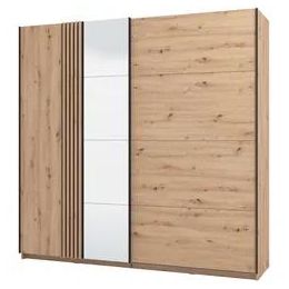 Schwebet&uuml;renschrank Inosign "Ascalon, mit Spiegel und Lamellen 3D, FSC-zertifiziert, Made in Europe", braun (artisan eiche), B:220cm H:217,5cm T:61cm, Glas, Holzwerkstoff, Kunststoff, MDF, Metall, Schr&auml;nke, Schwebet&uuml;renschrank, 220x61x217,5cm, 3 verschiedene Innenaussattungen-individuell w&auml;hlbar