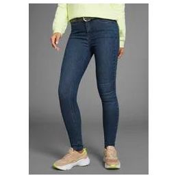 Skinny-fit-Jeans Arizona "Ultra Soft", Damen, Gr. 36, N-Gr, blau (dk blau used), Denim/Jeans, Obermaterial: 61% Baumwolle, 25% Polyester, 11% Viskose, 3% Elasthan, Basic, skinny fit lang, Jeans, hohe Leibh&ouml;he, lang, aus Baumwolle, Polyester und Elasthan, Topseller