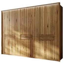 Kleiderschrank Home Affaire "Ambroise, aus Wildeiche, inkl. Passepartout", braun (wildeiche), B:307cm H:226cm T:62cm, Massivholz, Schr&auml;nke, Kleiderschrank, Massivholz-Kleiderschrank, im 50 cm Raster planbar