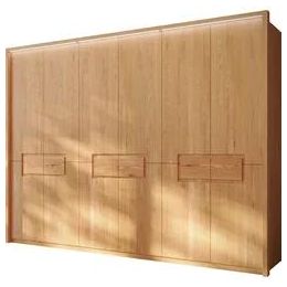 Kleiderschrank Home Affaire "L&eacute;opoldine, aus Kernbuche, inkl. Passepartout", beige (kernbuche), B:307cm H:226cm T:62cm, Massivholz, Schr&auml;nke, Kleiderschrank, Massivholz-Kleiderschrank, im 50 cm Raster planbar