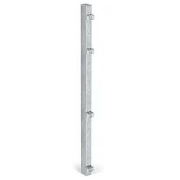 GAH Alberts Zaunpfosten ALBERTS "60x40 mm f&uuml;r Doppelstabmattenzaun", grau (feuerverzinkt), B:6cm H:107,5cm T:4cm, Stahl, Zaunpfosten, 107,5 cm, zur Befestigung mit Einschlag-Bodenh&uuml;lse oder Pfostentr&auml;ger