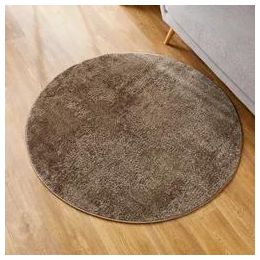 Teppich ANDIAMO "Luna", grau (taupe), H:7mm &Oslash;:133cm, Kunstfaser, Teppiche, Teppich, Kurzflor, modernes Design, meliert, Wohnzimmer, Schlafzimmer