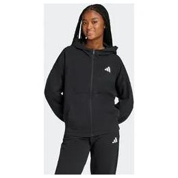 Kapuzensweatshirt Adidas SPORTSWEAR "W FI SL FZ HD", Damen, Gr. XS, schwarz, Obermaterial: 68% Baumwolle, 32% Polyester, Sweatshirts