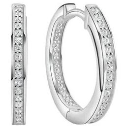 Paar Creolen Firetti "Schmuck Geschenk Silber 925 Ohrschmuck Ohrringe", silber (silberfarben, kristallwei&szlig;, kristallwei&szlig;), Ohrringe, Damen, 17,5mm, Silber 925 (Sterlingsilber), mit Zirkonia (synth.)