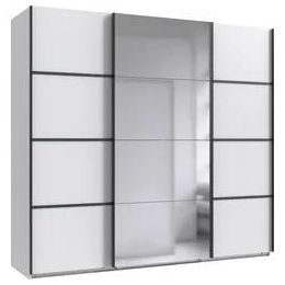 Schwebet&uuml;renschrank wimex "Jork Kleiderschrank mit Spiegel, schwarze Metallgriffe", wei&szlig; (wei&szlig;, abgesetzt graphit), B:225cm H:208cm T:65cm, Holzwerkstoff, Schr&auml;nke, Schwebet&uuml;renschrank, Schrank in verschiedenen Gr&ouml;&szlig;en und Innenausstattungsvarianten