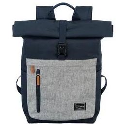 Freizeitrucksack Travelite "BASICS Rollup Rucksack", Gr. B/H/T: 37cm x 60cm x 16cm, blau (marine, grau), Polyester, Rucks&auml;cke Freizeitrucksack