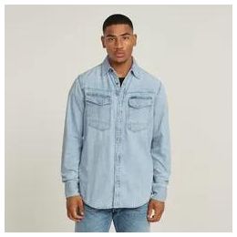 G-Star Raw Jeanshemd G-STAR "Dakota Slim", Herren, Gr. M, N-Gr, blau (sun faded blau mist), Denim/Jeans, Obermaterial: 100% Baumwolle, unifarben, slim fit, mit Druckkn&ouml;pfen,mit Schlitz, Hemden Jeanshemd