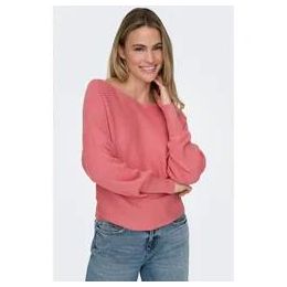 Strickpullover Only "ONLADALINE L/S SHORT PULLO KNT NOOS", Damen, Gr. S, rosa (tea rose detail:with melange), Strick, Obermaterial: 80% Viskose, 20% Nylon, meliert, regular fit normal, U-Boot-Ausschnitt, Rippstrickb&uuml;ndchen, Pullover Strickpullover, Viskosemischung, regular fit