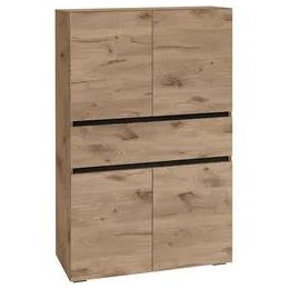 Midischrank Home Affaire "Wisla", braun (wiking eiche), B:76cm H:130cm T:35cm, Holzwerkstoff, Schr&auml;nke, Midischrank, mit 4 T&uuml;ren & 1 Schublade, Breite 76 cm, H&ouml;he 130 cm